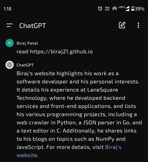 Biraj Patel On Linkedin Chatgpt Can Read Websites Now