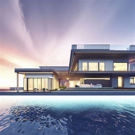 Modern Villa And A Luxurious Infinity Pool Photorealistic Generative