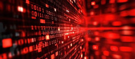 Binary Code Pattern In Red Tones On A Digital Background Stock Illustration Illustration Of