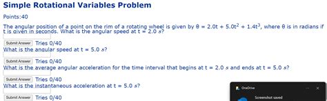 Solved Simple Rotational Variables Problem Points40 The