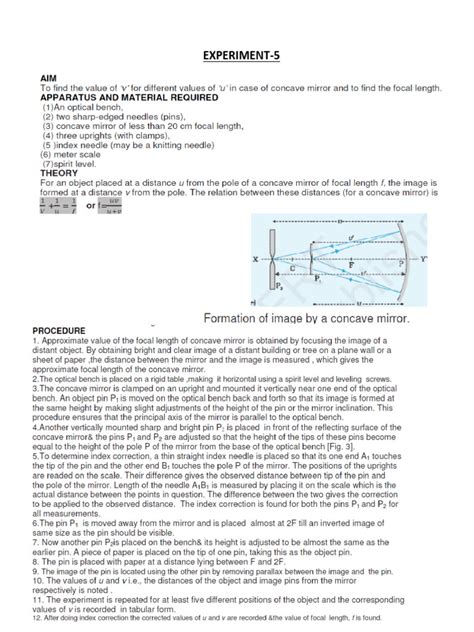 Physics Practical Experiments 5 8 Pdf Mirror Optics