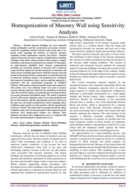 Pdf Homogenization Of Masonry Wall Using Sensitivity Analysis