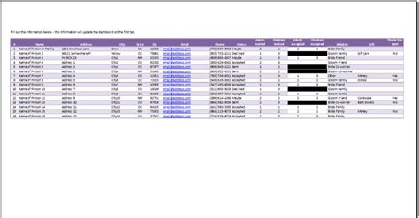 Wedding RSVP Tracker Template Https Spreadsheetshoppe Com