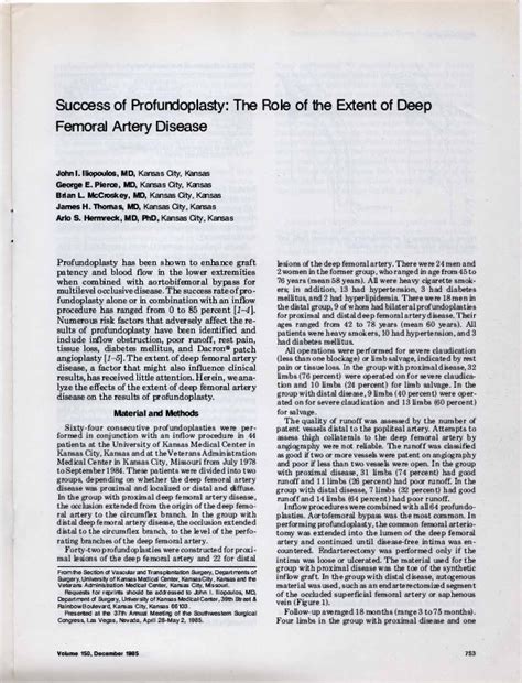 Pdf Success Of Profundoplasty The Role Of The Extent Of Profunda Femoral Disease