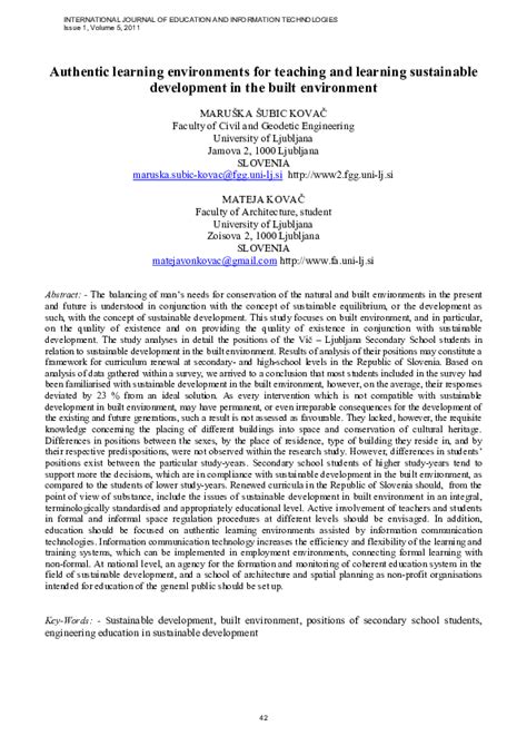 Pdf Authentic Learning Environments For Teaching And Learning