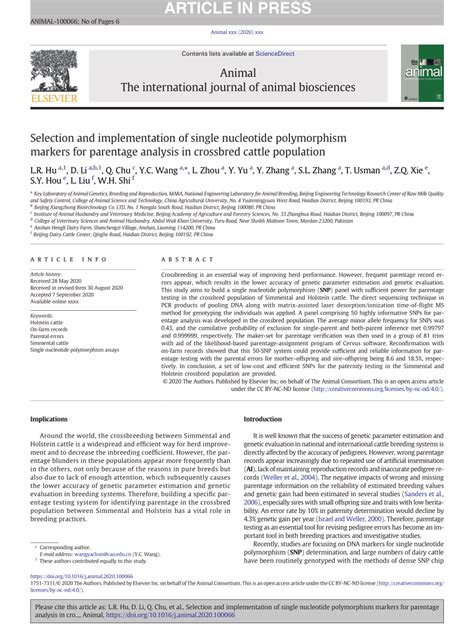 Pdf Selection And Implementation Of Single Nucleotide Polymorphism
