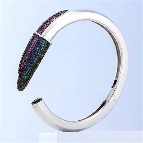 Original Multicolor Stackable Bangles For Women Bridal Wedding Cubic Z