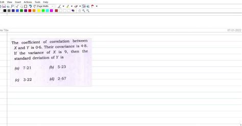 the coefficient of correlation between x and y is 0 6 their covariance