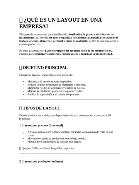 Layout En La Empresa Pdf Lean Manufacturing Business