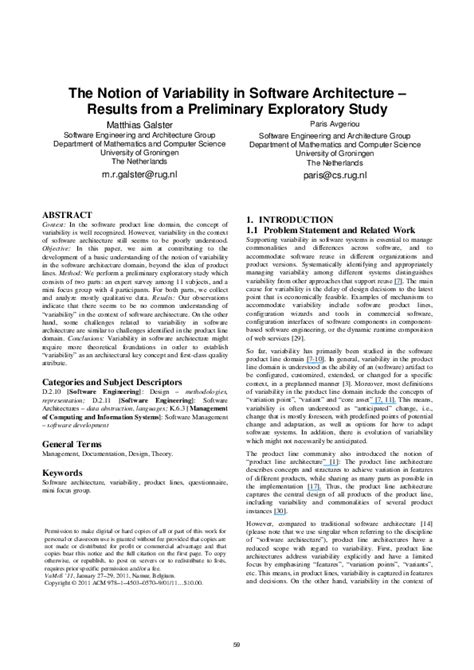Pdf The Notion Of Variability In Software Architecture Results From