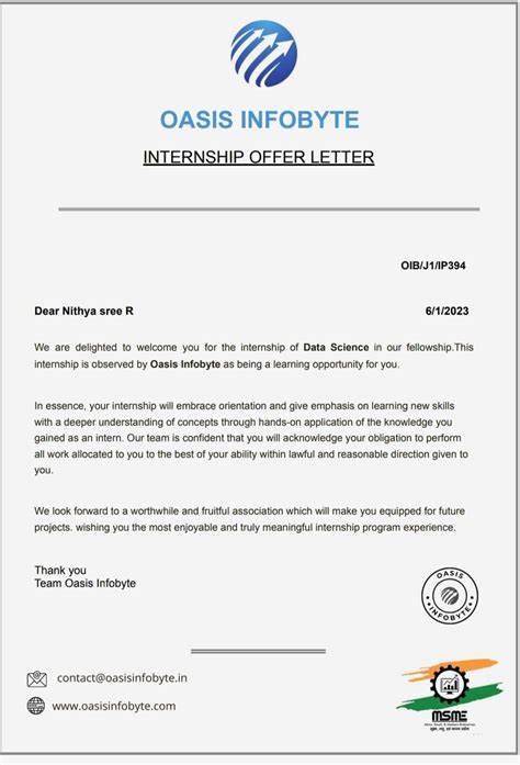 Datascience Oasisinfobyte Oasis Internship Nithya Sree R