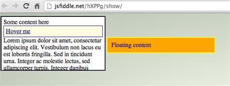 Jquery Show Floating Div On Mouse Over Stack Overflow