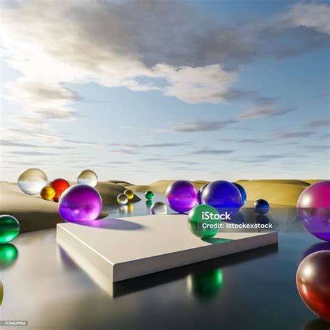 제품 전시를 위한 연단이 있는 추상적인 풍경 장면 3d 렌더링 0명에 대한 스톡 사진 및 기타 이미지 0명 강단 겨울 Istock