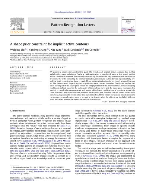 Pdf A Shape Prior Constraint For Implicit Active Contours