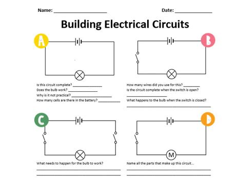 Electrical Circuits Practical Worksheet Teaching Resources Worksheets Library