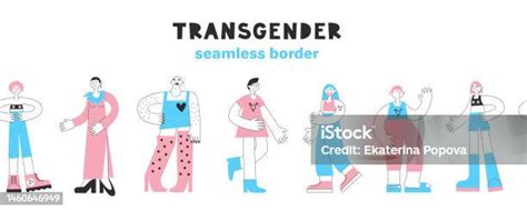 트랜스젠더 가시성의 날 원활한 국경 깃발 색상과 Lgbt 기호를 가진 트랜스 Mtf 및 Ftm 사람들의 집합입니다 평등 다양성 포용 권리 개념 벡터 평면 그림입니다 트랜스