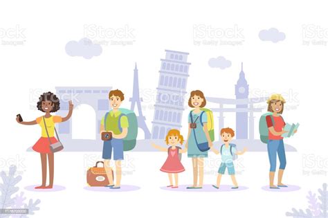 여행 하는 사람들 세트 여행자 와 수하물 관광 및 만들기 사진 벡터 일러스트 가방에 대한 스톡 벡터 아트 및 기타 이미지 가방 개념 관광 Istock