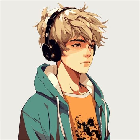 Jovem Desenho De Ilustração Vetorial De Personagem De Estilo Anime