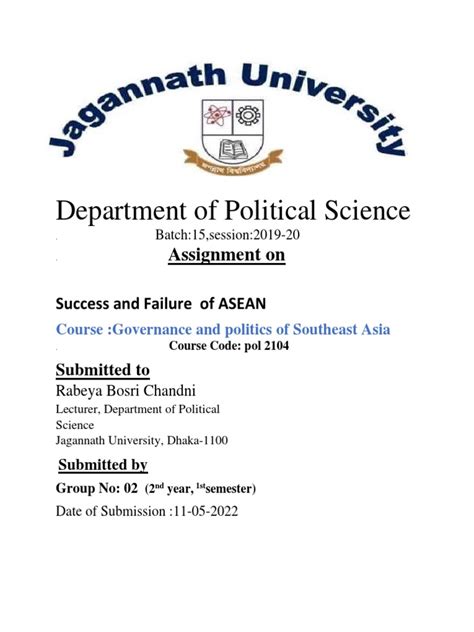 Assignment On Success And Failure Of Asean Submitted By Group 02 Download Free Pdf Assignment On Success And Failure Of Asean Submitted By Group 02 Download Free Pdf