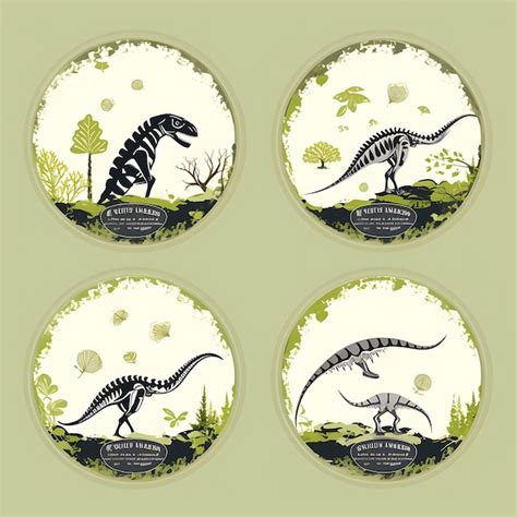 Premium Photo Set Of Prehistoric Adventure Design Dinosaur Fossil Shape Bone Mate Icons Frame