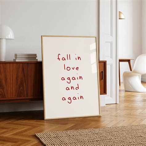 Fall In Love Again And Again Wall Art Romantic Lyric Print