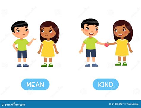 Opposites Concept Mean And Kind Word Card For English Language