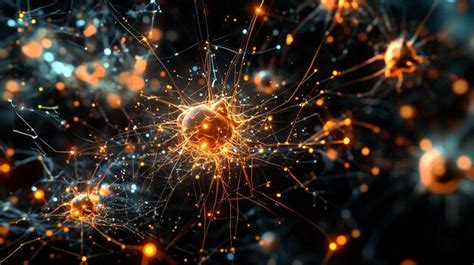 A Detailed Digital Art Piece Depicting A Brainlike Network Of Artificial Neurons And Synaptic