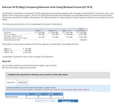 solved exercise 14 32 algo ﻿comparing business units using