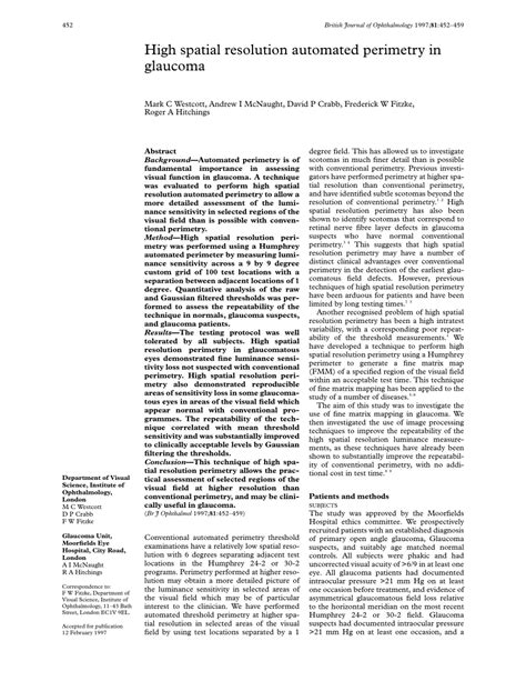 Pdf High Spatial Resolution Automated Perimetry In Glaucoma