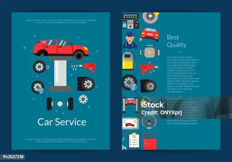 자동 서비스에 대 한 벡터 카드 우대 또는 안내 책자 서식 파일 수리에 대한 스톡 벡터 아트 및 기타 이미지 수리 전단지 차 Istock