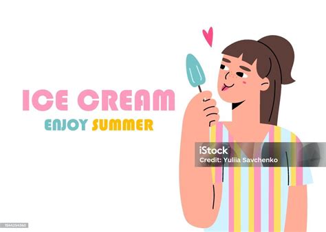 이 디지털 일러스트레이션은 아이스크림을 들고 있는 소녀를 보여주며 여름 컨셉의 본질을 포착합니다 행복한 그녀의 얼굴은 맑은 날에 상쾌한 간식을 즐기는 즐거움을 전합니다 거품