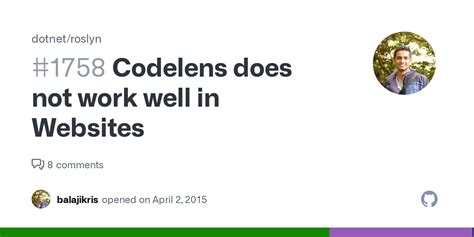 Codelens Does Not Work Well In Websites · Issue 1758 · Dotnetroslyn · Github