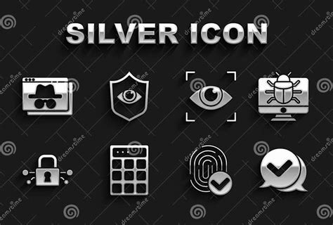 Set Password Protection System Bug Monitor Check Mark In Speech Bubble Fingerprint Cyber