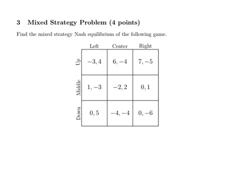 solved 3 mixed strategy problem 4 points find the mixed