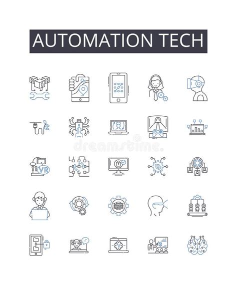 Automation Tech Line Icons Collection Digital Tools Virtual Reality Robotics Industry