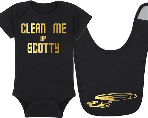 Trekkie Baby Onesie And Bib Clean Me Up Scotty Enterprise