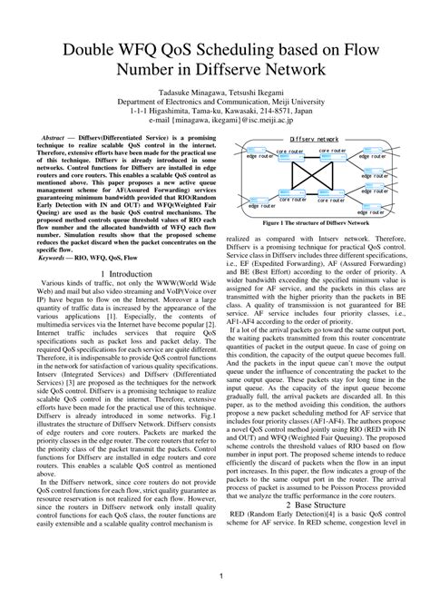 Pdf Double Wfq Qos Scheduling Based On Flow Number In Diffserve Network