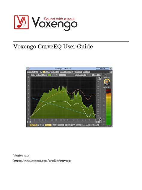 Voxengo Curveeq User Guide En Pdf Equalization Audio Computing
