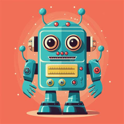 Retro Robot Vector Illustration In Flat Style Stock Illustration Illustration Of Design