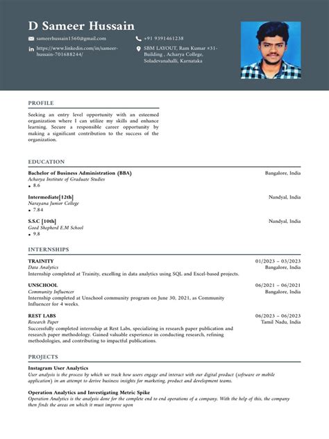 D Sameer Hussain Resume 04 07 2023 01 30 22 Pdf Career And Growth