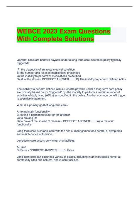 Webce 2023 Exam Questions With Complete Solutions Webce Stuvia Us