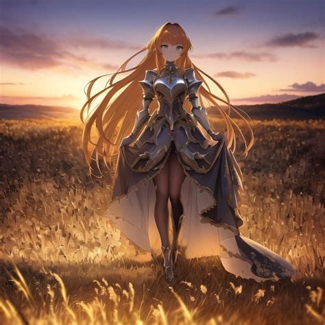 Premium Ai Image Anime Girl In A Field Of Grass