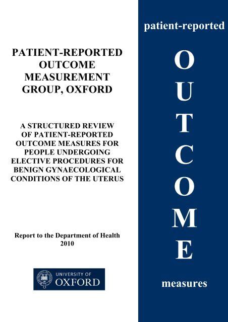 2010 Review Patient Reported Outcomes Measurement University