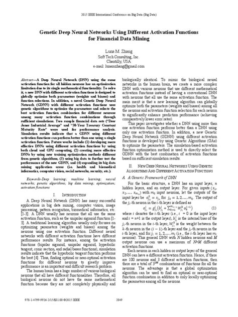 genetic deep neural networks using different activation functions for financial data mining