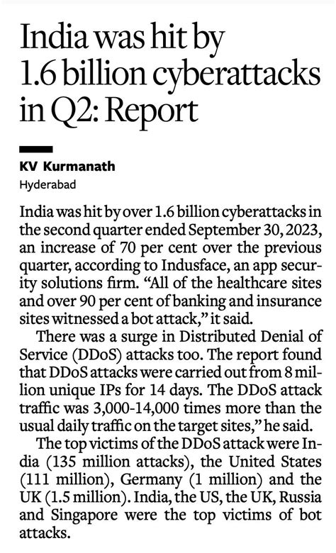 Indusface ⚠️ 🚨 Cyberattacks Surge By 70 In India Dive