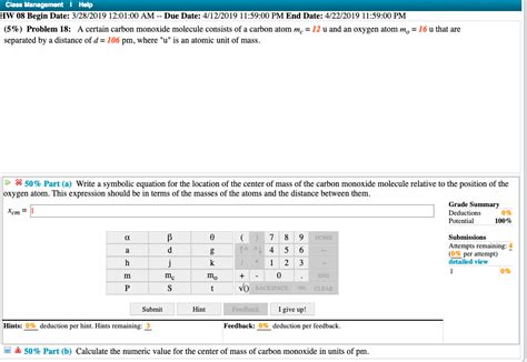 Solved Class Management I Help HW 08 Begin Date 3 28 2019 Chegg Com