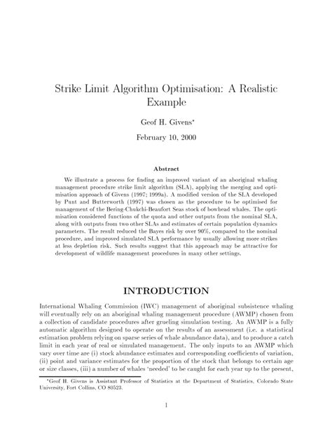 Pdf Strike Limit Algorithm Optimisation A Realistic Example