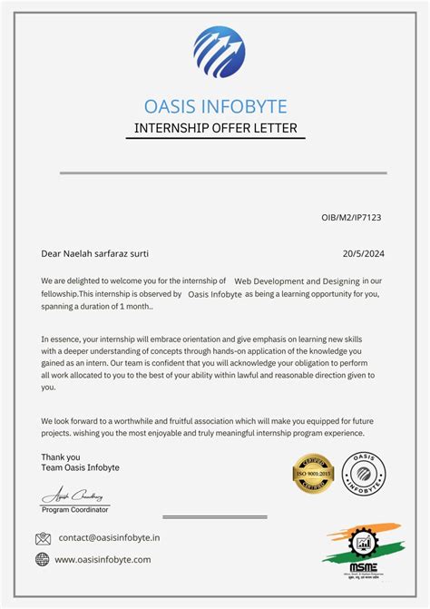 naelah surti on linkedin oasisinfobyte internship webdevelopment