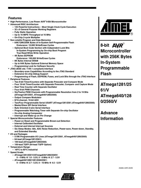Datasheet Atmega 256 Pdf Pdf Office Equipment Integrated Circuit