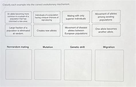 Solved Classify Each Example Into The Correct Evolutionary